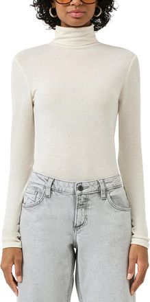 QS by s.Oliver Damen 2175248 Langarmshirt mit Rollkragen, White, XL