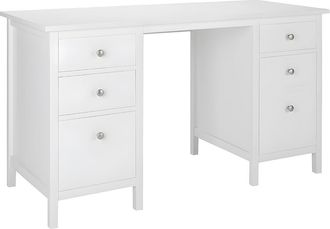 Vente-Unique Schreibtisch Albane? 4 Schubladen? 1 T&Aring;r? Kiefer wei&middot;