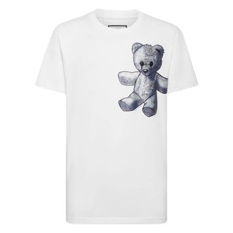 Philipp Plein Homme, Tops, Blanc, Taille: 2XL T-shirt Col Rond MC Paisley Teddy Bear