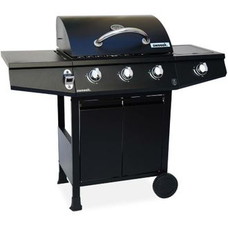 Sweeek Barbecue gaz - Treville - Barbecue 3 br&ucirc;leurs + 1 feu lat&eacute;ral noir. avec thermom&egrave;tre