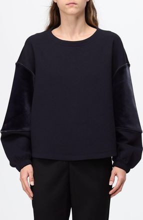 Emporio Armani Rundhals-Sweatshirt aus Jersey-Samt mit &uuml;berschnittenen Schultern