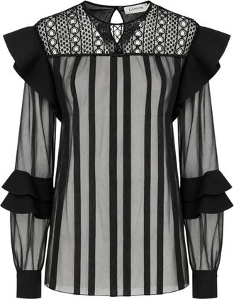 Lanvin Blouse brod&eacute;e &agrave; volants - Femme - Blouses et Chemises - Noir - Taille: 32 FR