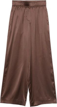 Brunello Cucinelli Femme, Pantalons, Brun, Taille: 36 FR Pantalon de surv&ecirc;tement en satin de soie stretch