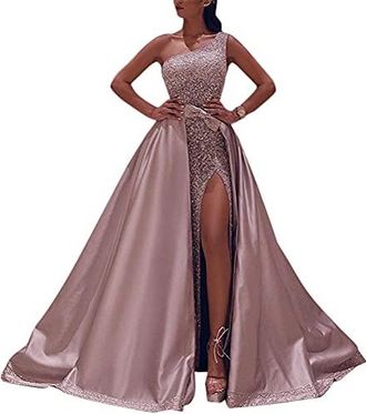 Onsoyours Robe De Soirée Longue Femme Manche Courte Grande Taille Soirée sans Dos Cocktail Robes À Bustier Bandage Noces Long Dress C Rose L