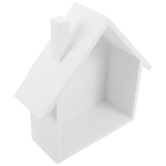 TOPBATHY Holzvitrine im Landhausstil als Wandregal in Hausform 24X7,8cm f&uuml;r Figuren B&uuml;cher und K&uuml;chenutensilien