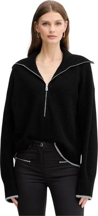 Pinko Pinko, Femme, Pulls, Noir, Taille: 36 FR Pull Zipp&eacute; Laine et Cachemire