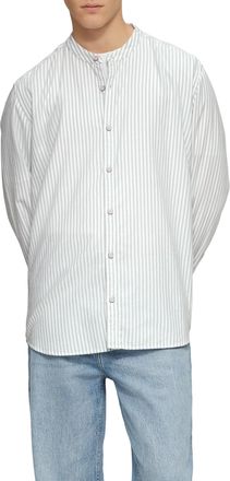 QS by s.Oliver Regular Fit: Stehkragenhemd aus gestreiftem Oxford