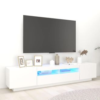 Festnight IKAYAA TV Schrank mit led TV Schrank 200cm lang TV lowboard TV Board Holz Fernseher Tisch modern TV Tisch TV Board Fernsehschrank f&uuml;r das Wohnzimmer -