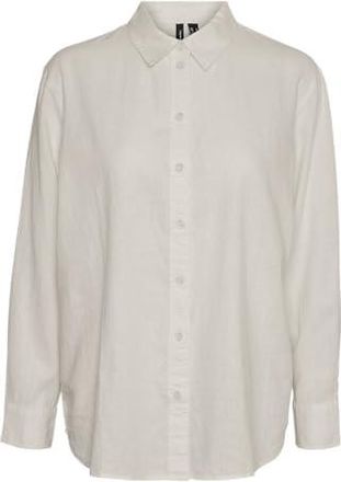 Vero Moda Vmlinn LS T-Shirt WVN Noos Chemise, Beige Clair, S Femme