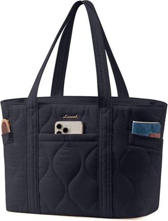 Lovevook Puffer Sac cabas pour femme Grand format, Noir, 15,6