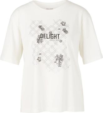 Marc Cain Femme, Tops, Blanc, Taille: 38 FR T-shirt en Coton avec Motif Pailleté