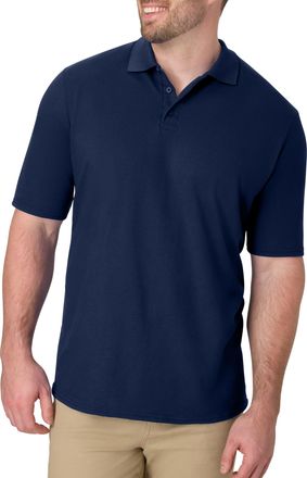 Hanes Herren Piqué-Poloshirt, Kurzärmelig, DREI Knöpfe, Mittelschwer, Hemd, Marineblau, XX-Large