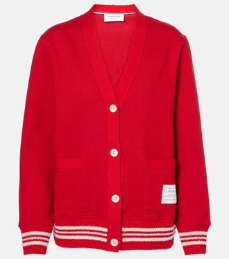 Thom Browne Cardigan 4-Bar en coton et bouclé