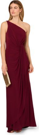 Adrianna Papell One Shoulder Jersey-Kleid f&uuml;r besondere Anl&auml;sse f&uuml;r Damen, weinrot, 10