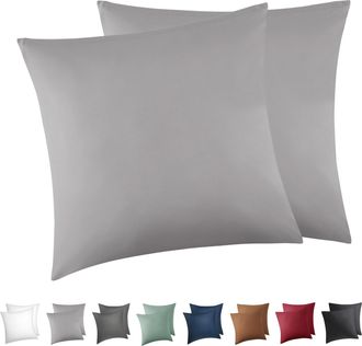 Bedsure Kissenbezug 80x80 2er Set - 100% Baumwolle Kopfkissenbezug 80x80, Kissenbezüge mit Reißverschluss, Oeko-TEX, Kissenhülle - Weich Atmungsaktiv und Lang
