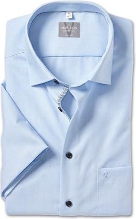 Marvelis Chemise à manches courtes pour homme, coupe confortable, unie, 13 New Kent, Bleu fumé 13, 42