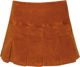 Superdry Damen Plissierter Vintage Minirock aus Cord Caramel Caf&eacute; 42