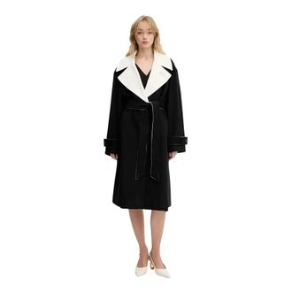 Karl Lagerfeld Klassischer Wollmantel - - Coats - Damen - Schwarzk - L
