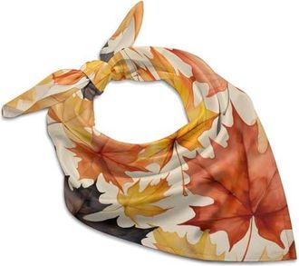 Generic Écharpe carrée en soie dérable dautomne légère et colorée pour cheveux, foulard respirant, cadeau pour homme et femme, multicolore, 60x60cm