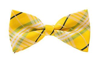 Retreez Noeud papillon pr&eacute;-nou&eacute; en microfibre tiss&eacute;e &agrave; carreaux classique &eacute;l&eacute;gant (12,7 cm), jaune, taille unique