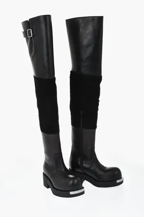 Maison Margiela MM6 Overknee-Stiefel Aus Leder Mit 5 cm Wildledereinsatz Maison Margiela