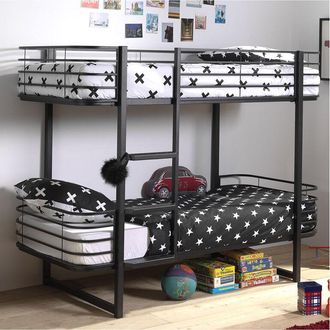 Les Tendances Les Tendances - Lit Superposé 90x200 Sommier Inclus Vipack Oscar - Noir