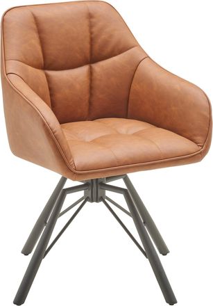 MID.YOU Mid.you Armlehnstuhl, Braun, Schwarz, Metall, Textil, Drehkreuz, 58.5x82.5x54.5 cm, Sitzfl&auml;che 360&deg; drehbar, Esszimmer, St&uuml;hle, Esszimmerst&uuml;hle, Armle