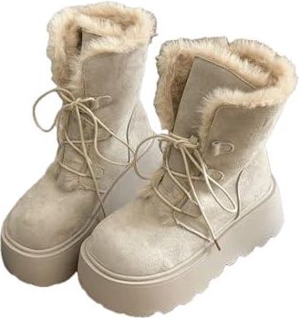 Generic JJDFW Bottes dhiver &agrave; semelle &eacute;paisse pour femme en fourrure concise Augmentation de la hauteur Chaussures dext&eacute;rieur pour femme Garde au chaud Coton 