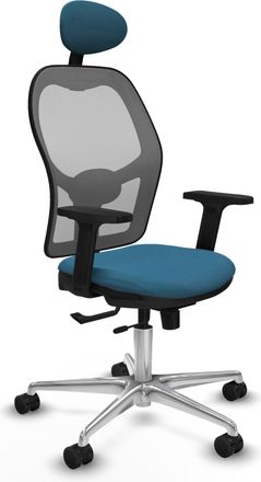 Piqueras y Crespo B&uuml;rostuhl mit 2D-Armen, h&ouml;henverstellbarer Lendenwirbelst&uuml;tze und festem Kopfteil, ausgestattet mit Syncro/Traslack und injiziertem Schaumstoff, Grau/