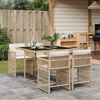 vidaXL Ensemble &agrave; manger de jardin avec coussins 5pcs Beige poly rotin Vidaxl