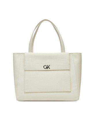 Calvin Klein Handtasche Ck Medium Shopper_Tex K60K613178 Wei&szlig;