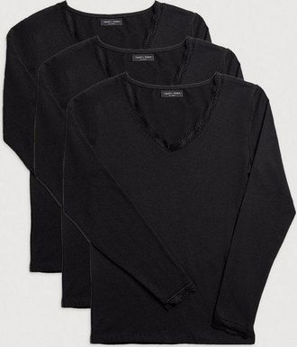 Ysabel Mora Langarmshirt BASIC COLLECTION COTTON WITH LACE (3er Pack) das perfekte Basic-Longsleeve für jeden Tag