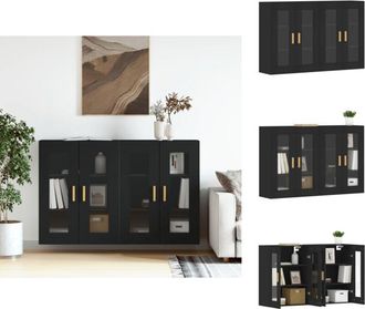 vidaXL Wandschr&auml;nke 2 Stk. Schwarz Holzwerkstoff - Wandschrank - Schwarzer Schrank - Regal Schwarz - Wohnzimmer Dekoration - Garderobe Wandh&auml;ngend