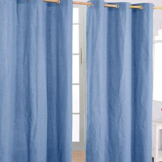 Homescapes Gardinen mit &Ouml;sen unifarben, Himmelblau, 137 x 228 cm
