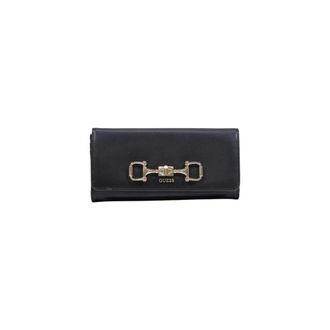 Guess Femme, Accessoires, Noir, Taille: ONE Size Portefeuille &agrave; Fermeture Bouton avec Compartiments et Poches Int&eacute;rieures