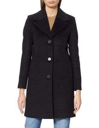 Selected BLACK Damen SLFNEW SASJA Wool Coat B Mantel, 38