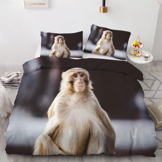 Generic AFFE Bettw&auml;sche 200x200 Wilde Tiere 3 Teilig &uuml;bergr&ouml;&szlig;e Bettbezug 200 x 200 cm 3D Bettw&auml;sche-Sets Weiche Bettbezug Set S&uuml;&szlig;er AFFE Bettbez&uuml;ge Set und 2 