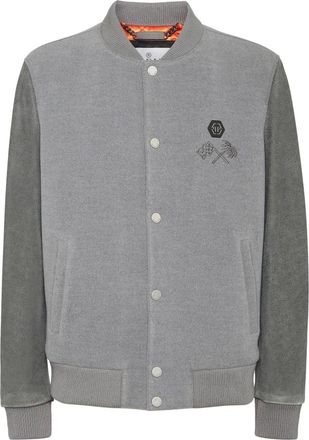 Philipp Plein Homme, Vestes, Gris, Taille: L College Bomber Jacket LS Plein Club