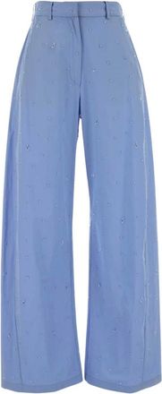 Giuseppe Di Morabito Femme, Pantalons, Bleu, Taille: 38 FR Pantalon Large en Popeline Poudre