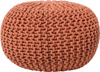 Beliani Geflochtener Strickpouf zum Sitzen Baumwolle braun rund 40 cm Modern Conrad