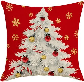 Generic Dekorativer Kissenbezug f&uuml;r Weihnachten, 45 x 45 cm, Dekoration mit Weihnachtsmann, Elch, und - Kissenh&uuml;lle f&uuml;r Partys | f&uuml;r Schlafzimmer Sofa Wohnzim