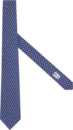 Boggi Milano Homme, Accessoires, Bleu, Taille: ONE Size Cravate en soie &agrave; imprim&eacute; marin