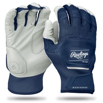Rawlings Workhorse Baseball-Schlaghandschuhe f&uuml;r Erwachsene, Wei&szlig;/Marineblau, Gr&ouml;&szlig;e M