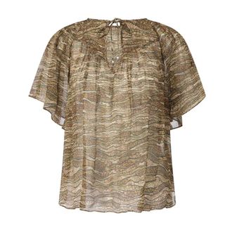 Isabel Marant Gemusterte flie&szlig;ende Bluse mit Falten - - Blouses & Shirts - Damen - Braun - 3XS