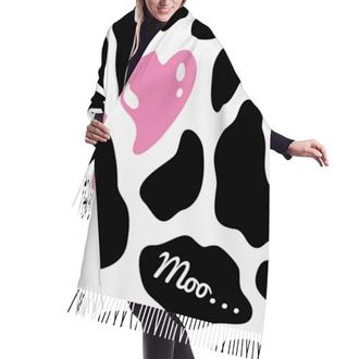 Generic Unisexe Écharpe Foulard Vache laitière imprimée en noir et blanc Châle Elégant Shawl pour Noël Homme Femmes 68X196cm