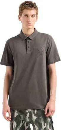 A|X Armani Exchange AX Eagle Logo Regular Fit Piquet Polo, Olive Noire, XL Homme