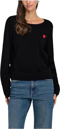 Jacqueline de Yong Jacqueline de Yong, Femme, Pulls, Noir, Taille: 38 FR Round Neck Long Sleeve Tricots