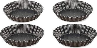 T-fal J1608102 Success Set aus 4 Alu-Tarte-Backf&ouml;rmchen, Schwarz, 11 x 9 x 2,5 cm