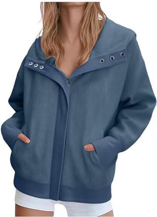 Generic Vestes pour femmes, grande taille, mode urbaine, veste d&eacute;contract&eacute;e en velours c&ocirc;tel&eacute;, v&ecirc;tements dext&eacute;rieur &agrave; manches courtes, manteau l&eacute;ger et confor