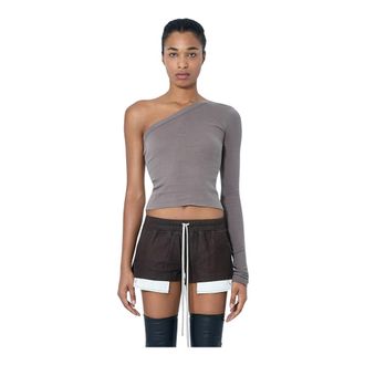 Rick Owens Asymmetrisches Langarm-Oberteil - - Tops - Damen - Grau - XS